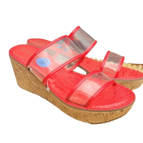 Dkny | Shoes | Dkny Red Clear Wedges Platforms Sandals Sz 75 | Poshmark
